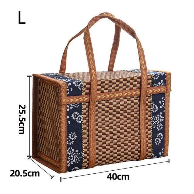 PANIER PIQUE,L--Boîte de Rangement Portable en Bambou Tissé à la Main ...