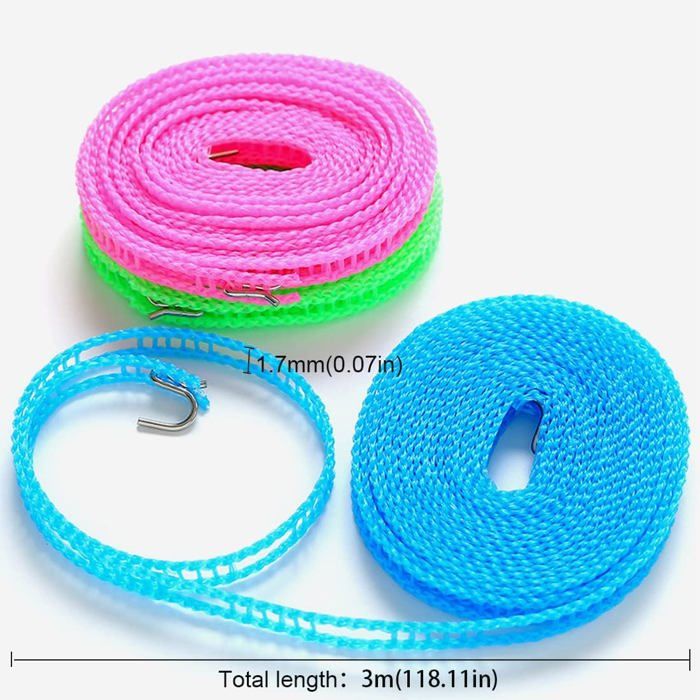 Corde à linge rétractable - SUTEO - 3 pièces - 3 mètres - Coupe-vent ...