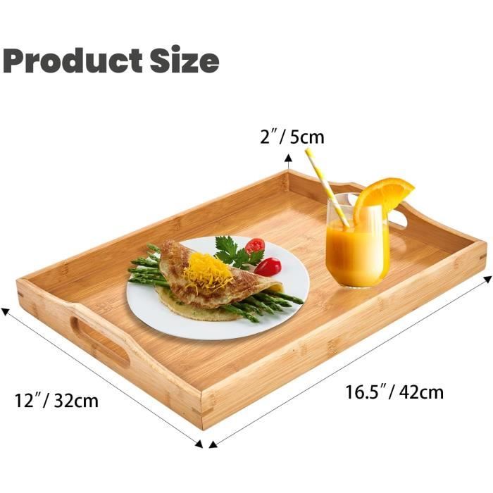 Plateau Repas En Bambou Avec Poignées, Plateau De Petit Déjeuner ...