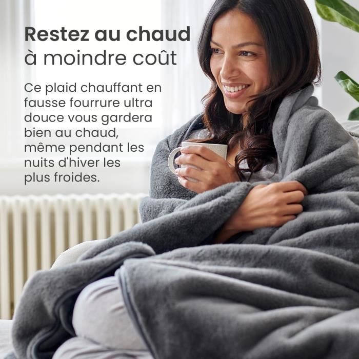 Couverture Chauffante Electrique Luxe, Plaid Chauffant Extra-Large 180 ...