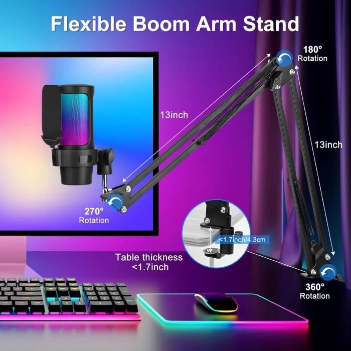Micro USB Gaming RGB avec Bras pour Mac PS4 PS5 - Diealles Shine ...