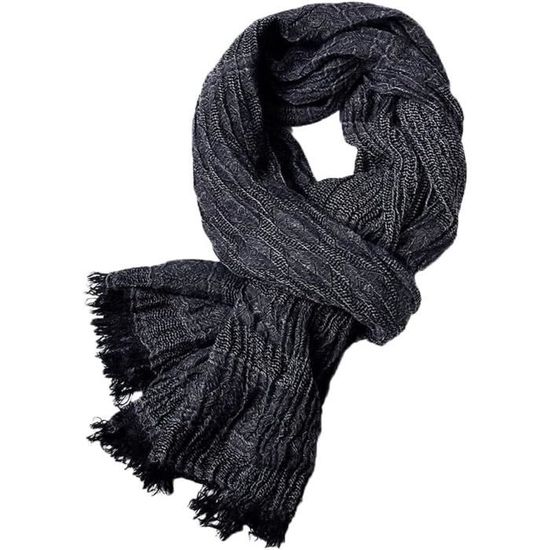 Echarpe Homme Léger Classique Automne Hiver Chèche Écharpe Avec Pompon ...