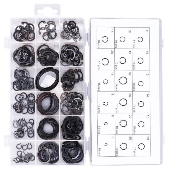 Fdit Anneau élastique 225Pcs C Clip Circlip Snap Ring Retenue Fixation ...