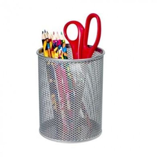 Pot à stylo - Grand format - Maille - Couleur gris - Dimensions H 13 x ...