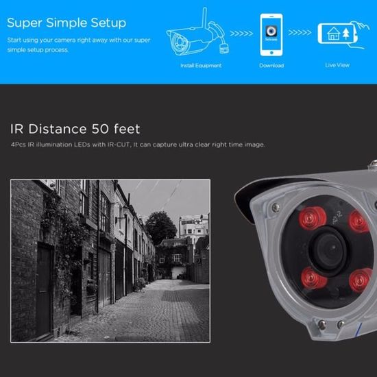 UE Sricam SP007 1080P HD WIFI Caméra IP Caméra Sans Fil P2P Étanche IR ...