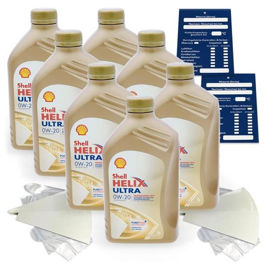 7 litres d'huile moteur originale Shell Helix Ultra Prof. AV-L 0W20 ...