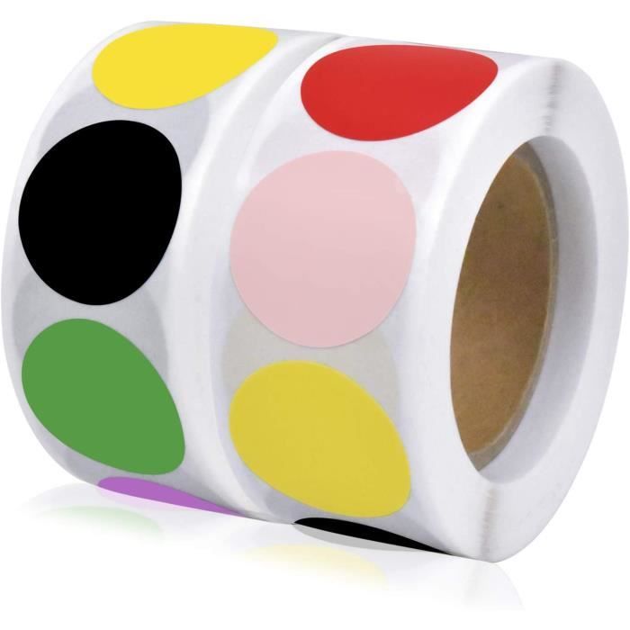 2 Rouleau Rond Gommettes Autocollant,Coloré Etiquettes Adhésives ...