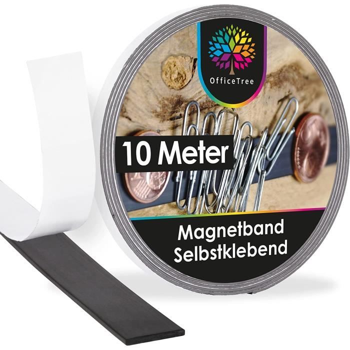 Bande Magnetique Adhesive 10m x 1,27cm - Noir - Rouleau Aimant Adhésif ...