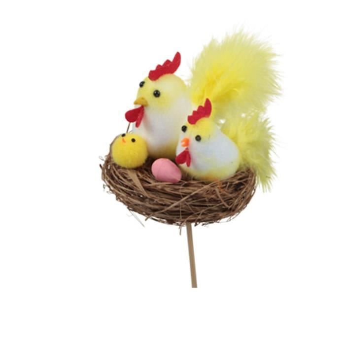 2 PICS NID POULE PONDEUSE OEUFS 7.5CM JAUNE Jaune - Cdiscount Maison