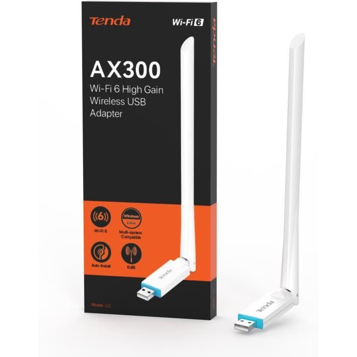 Clé WiFi 6 Puissante AX300(U2 V5.0), Adaptateur Réseau sans Fil ...