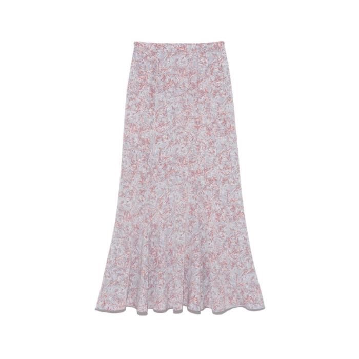 Jupe,Kuzuwata Vintage taille haute impression trompette Jupe printemps ...