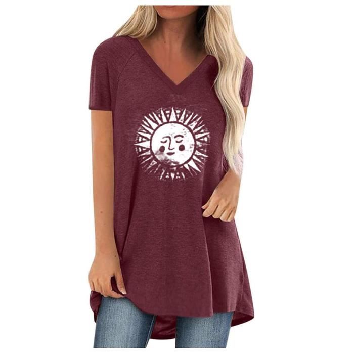 T-shirt d'impression de grande taille pour femmes à manches courtes et ...