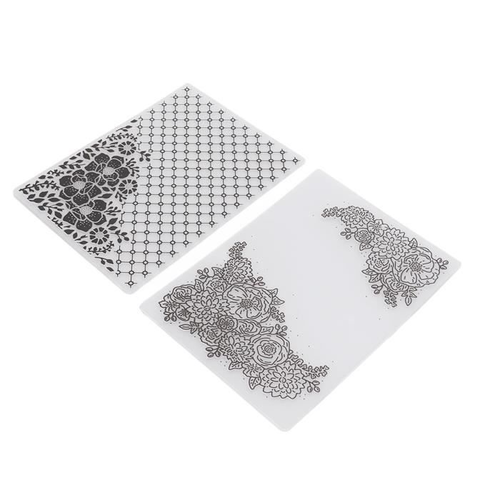 Qiilu Dossier de gaufrage en plastique 2 pièces en plastique gaufrage dossier clair Concave ...