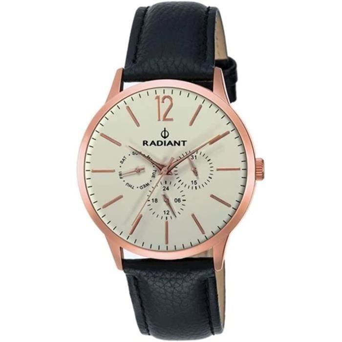 Montre - RADIANT - RA415605 - Analogique - Cuir - 43 mm Or rose, Noir ...