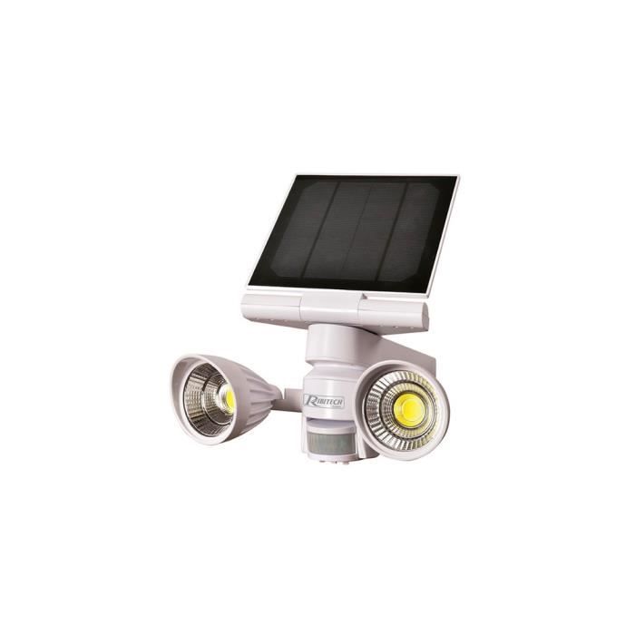 Spot solaire LED 2 x 5 W avec détecteur - RIBITECH - PRSPOTSOL5X2 - ABS ...