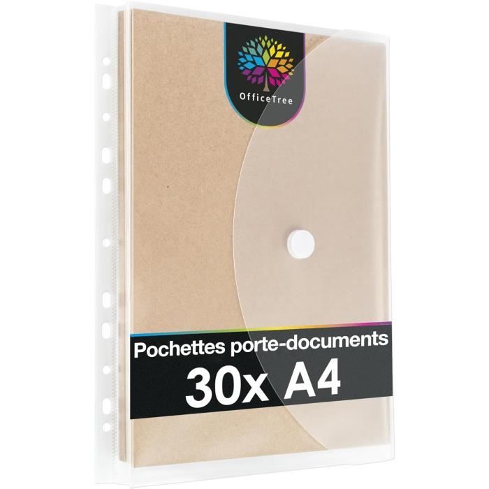 OfficeTree 30 x Pochettes A4 avec 200 perforations - Pochette A4 ...