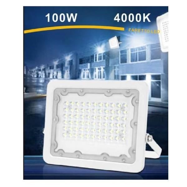 LED FARO 100 WATT Ultra Slim extérieur blanc IP65 Cold Natural Light ...