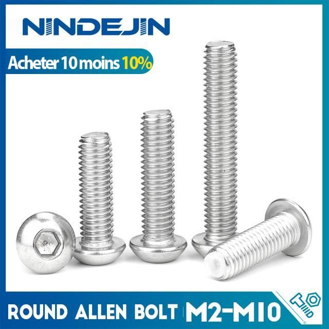 VIS,M4 20pcs-60mm--Vis À Tête Hexagonale En Acier Inoxydable, M2 M2.5 M3 M4 M5 M6 M8 M10, Vis À ...