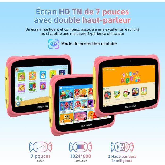 Anoid 13 Kids Tablette Éducative 7 Pouces, Blackview Tab 3 pour Enfant ...
