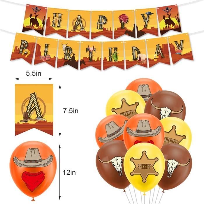 Fête Décorations Kit, Cowboy D'Anniversaire Ballons, Cowboy Thème ...