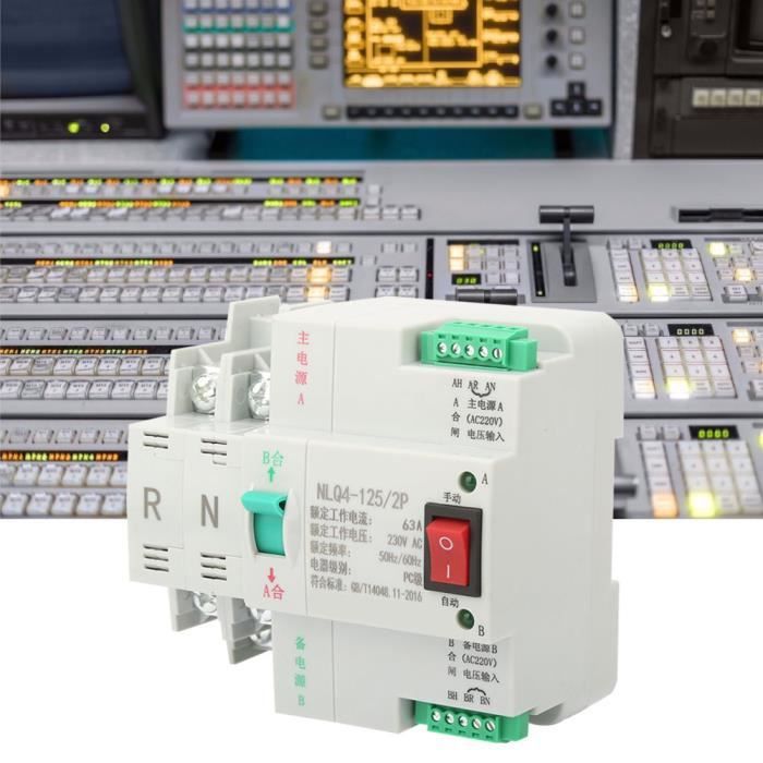 Qiilu double commutateur de transfert AC 230V 2P 63/80 / 100A Interrupteur à bascule de ...