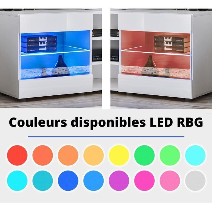 Banc TV Urbino Komodee - LED RGB - Bois Naturel Mat & Noir - Façades en ...