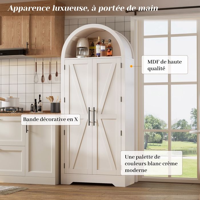 Buffet Cintrée, Armoire de Cuisine Haut, Vitrine, Meuble de Rangement ...