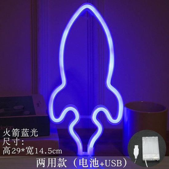 Objets lumineux déco,Enseigne au néon LED Planet,décor de chambre,fusée ...