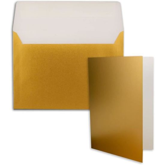 Lot De 10 Cartes Pliantes Din A5 - 14,8 X 21 Cm - En Or Métallique ...