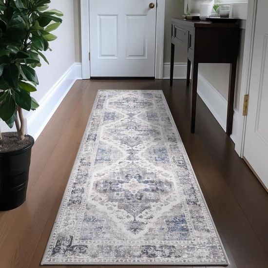 Tapis - Anro - 60x210cm - Gris - Pliable - Vintage - Antidérapant ...