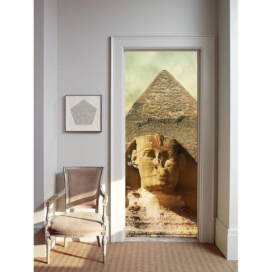Creative 3D Egypte Pyramides Porte Autocollant DIY Stickers Muraux ...