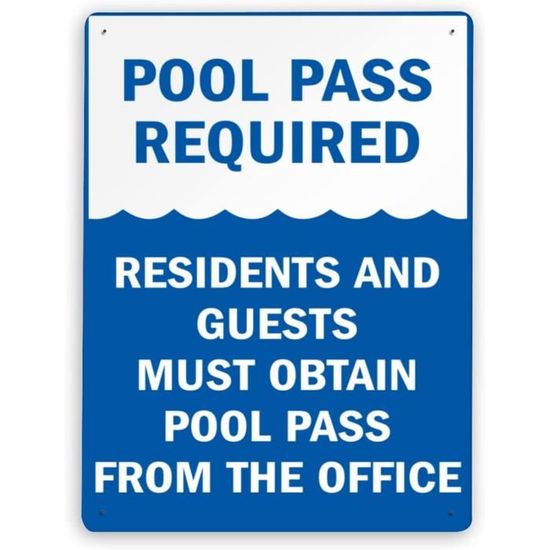 Panneau d'avertissement,Signe de la piscine Pass piscine requis,les ...