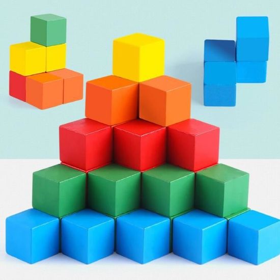30/50 pièces 2CM Cubes en bois bloc de construction jouets pour enfants ...