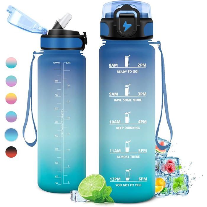 Gourde 1L, Gourde Sport, Gourde avec Paille Rutilisable Rutilisable ...