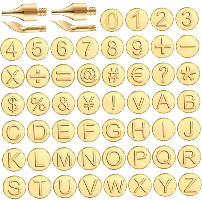 Kit de 56 outils de pyrogravure, têtes de pyrogravure avec alphabet ...