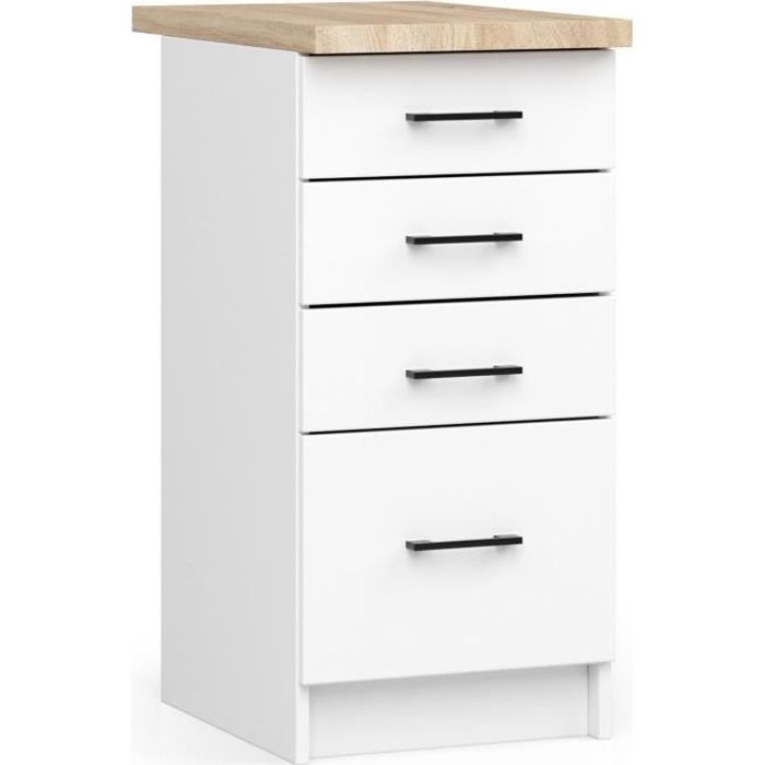 Meuble de cuisine bas AKORD S40 OLIWIA modulable Blanc 40 cm 4 tiroirs ...