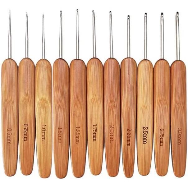 Crochet En Bambou, 11 Tailles Crochet Tricot Ergonomique, Crochets De ...