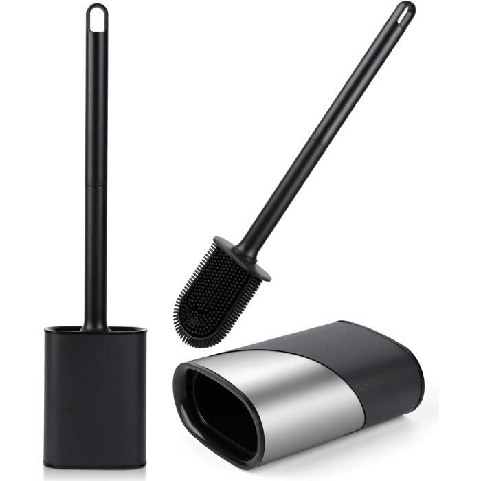 Brosse Wc Noir Avec Tête De Brosse 3 En 1 Et Base En Acier Inoxydable, Balai Toilette Wc ...