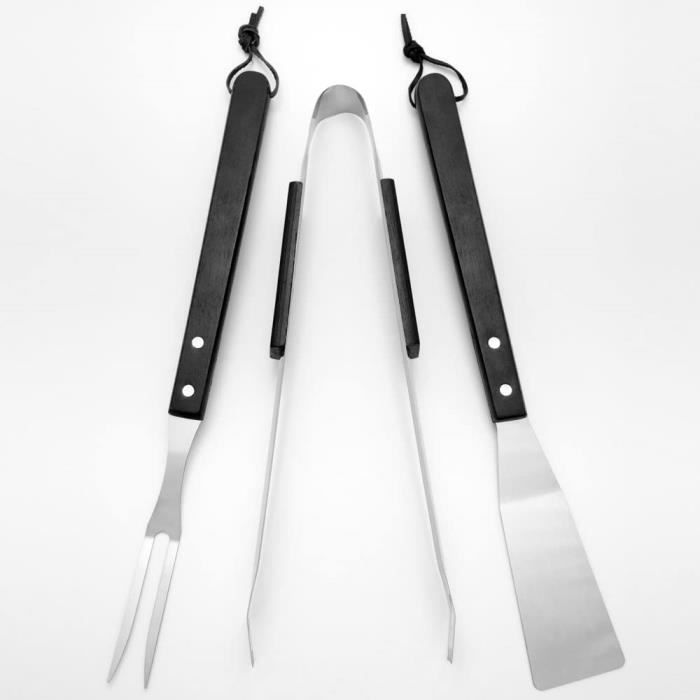 KOOPMAN Ensemble de 3 Couverts Barbecue Grill Bois Noir - Set ...