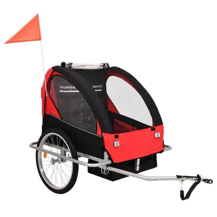Remorque à vélo et poussette pour enfants 2-en-1 - TAM - Rouge et noir ...