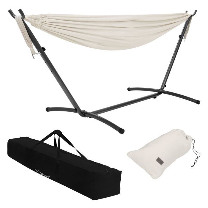 ML-Design Hamac Double avec Support Réglable Acier Beige pour 2 ...