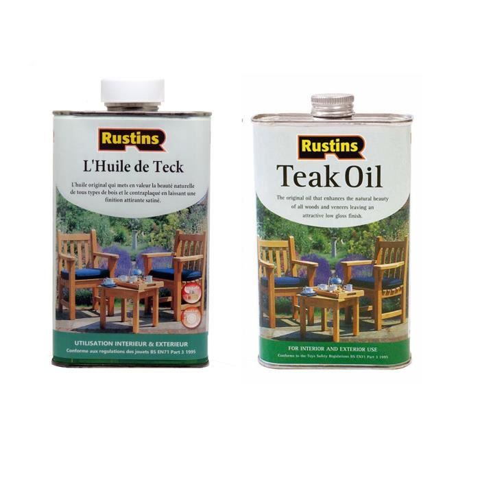 Rustins Teak Oil - Huile de Teck pour bois - fini Satiné - 500ml ...