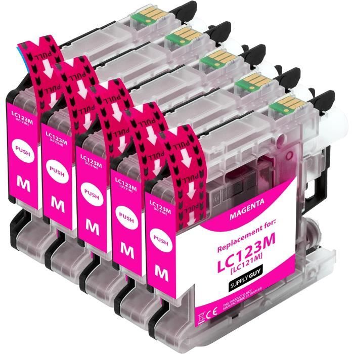 5 Cartouches D'Encre Compatible Avec Brother Lc-123 Magenta Pour ...