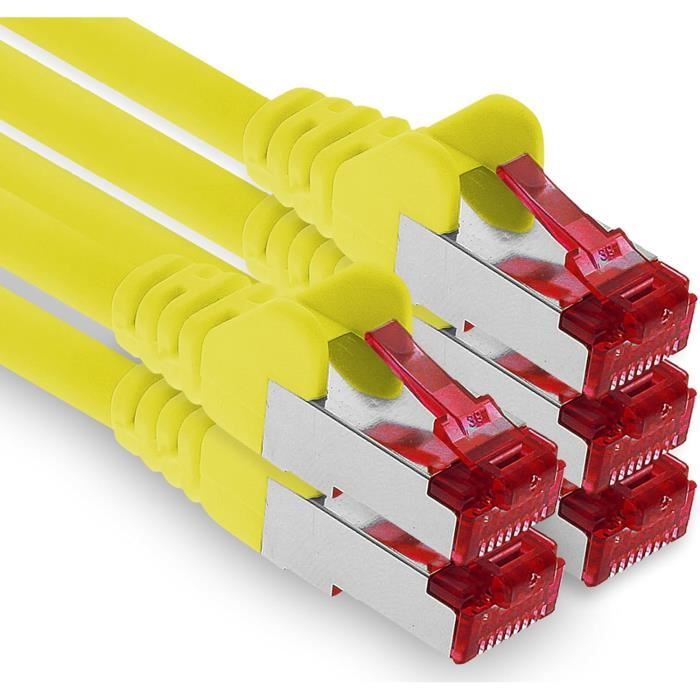 5X 0,25 M Câble Patch Cat6 S-Ftp Blindage Pimf Câble Réseau Cat.6 Rj45 Câble Ethernet Routeur ...