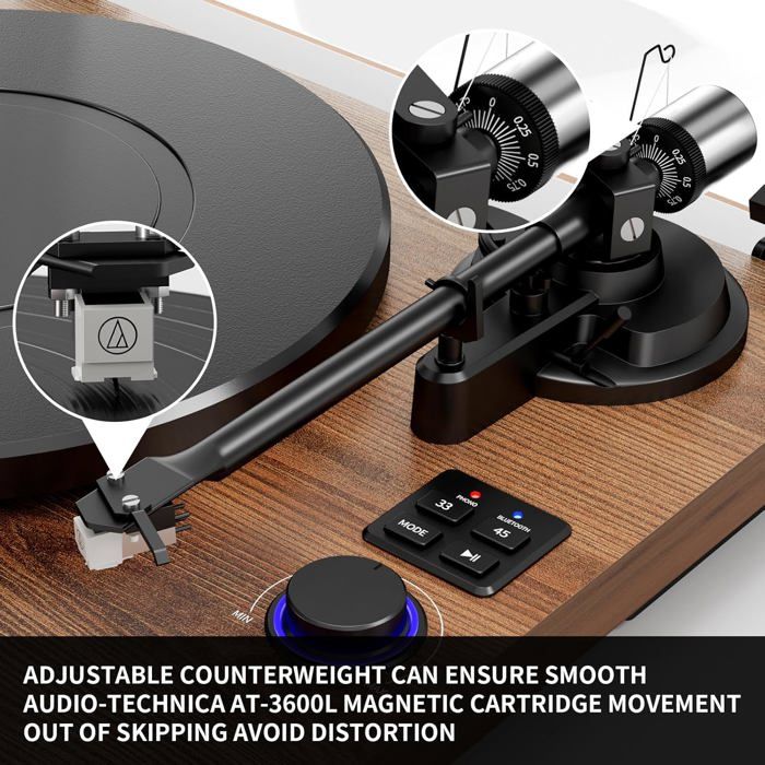 Platine Vinyle HiFi Platine Vinyle Bluetooth USB Compact avec Haut ...