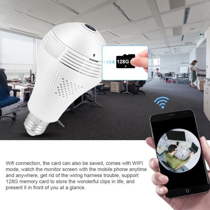 Caméra ampoule WiFi - ATYHAO - Modèle 98666 - HD 960P - 360° - 1.3MP ...
