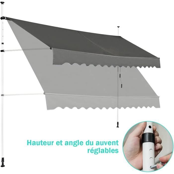 GOPLUS Store Banne Manuel Rétractable 2,5x1,2M en Aluminium-sans ...