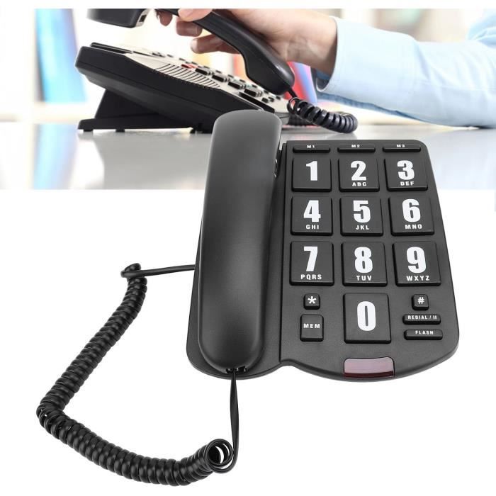 Téléphone à Grosses Touches pour Personnes âgées, Téléphone Fixe ...
