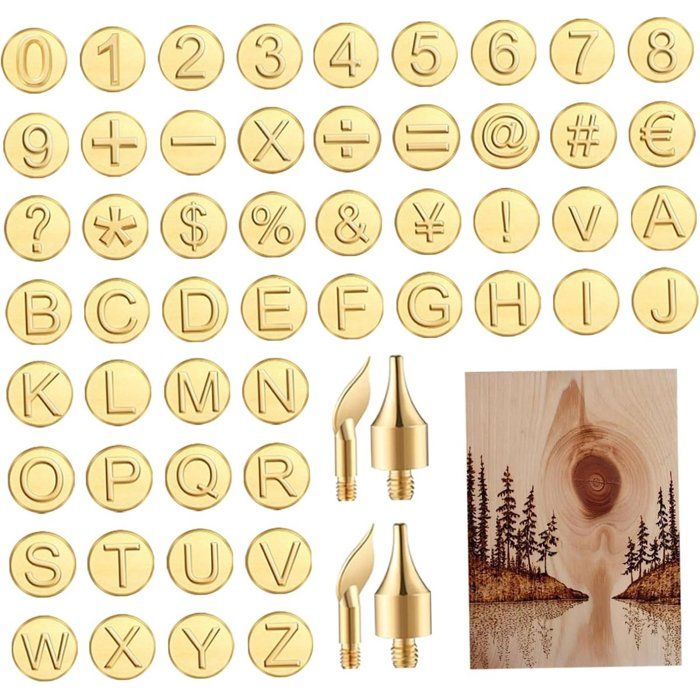 Kit de 56 outils de pyrogravure, têtes de pyrogravure avec alphabet ...