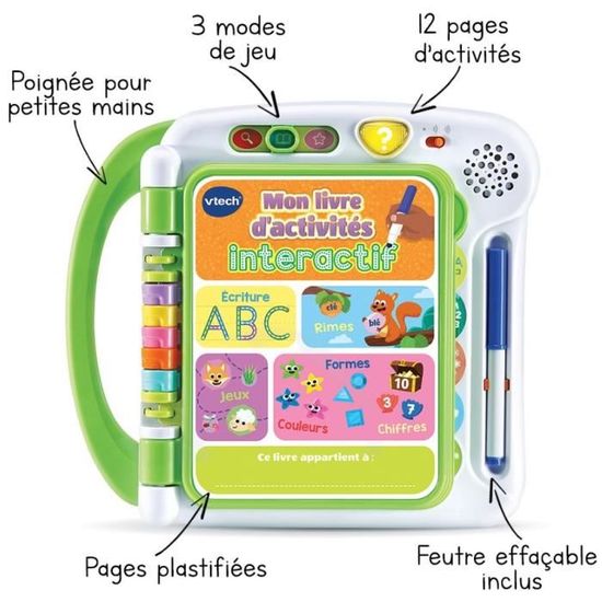 Livre d'activités interactif VTECH - J'écris, Je Joue, J'apprends ...